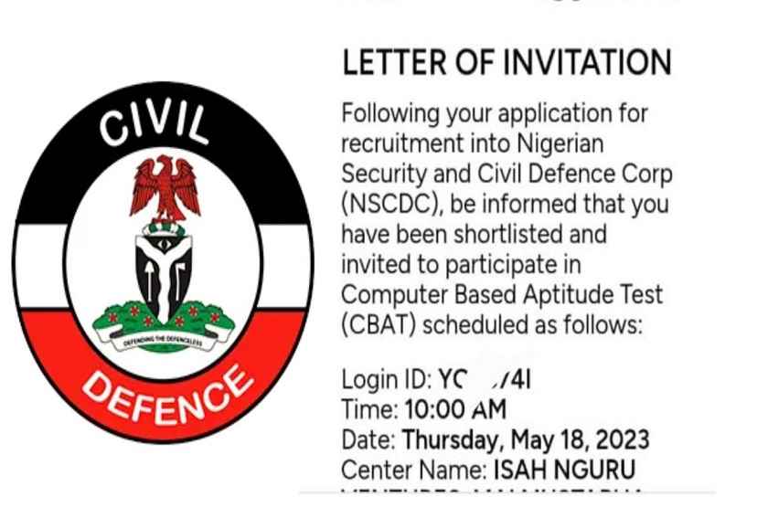 Nscdc 2023 Recruitment Computer Based Test Cbt Exam And Shortlist